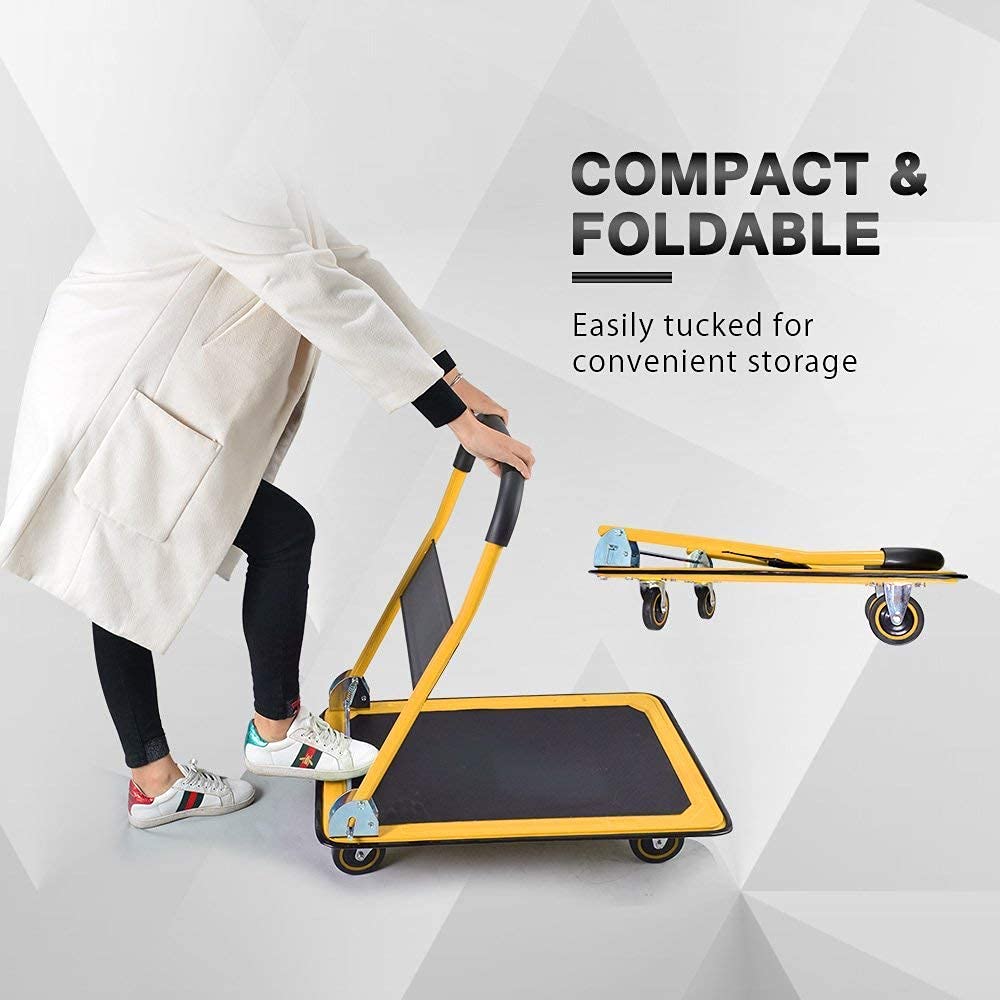 Wellmax 330lb Platform Cart Yellow and Red