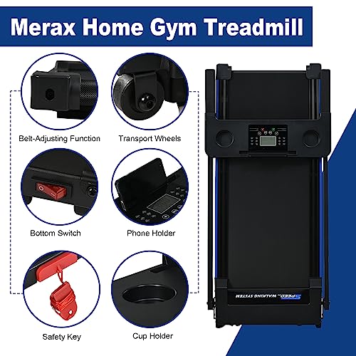 Merax Folding Treadmills for Home Electric Treadmill Workout Running Machine Exercise Equipment 2.5HP, Double Shock Absorption Walking Treadmill 12 Preset Programs Expertly Engineered Walking Pad