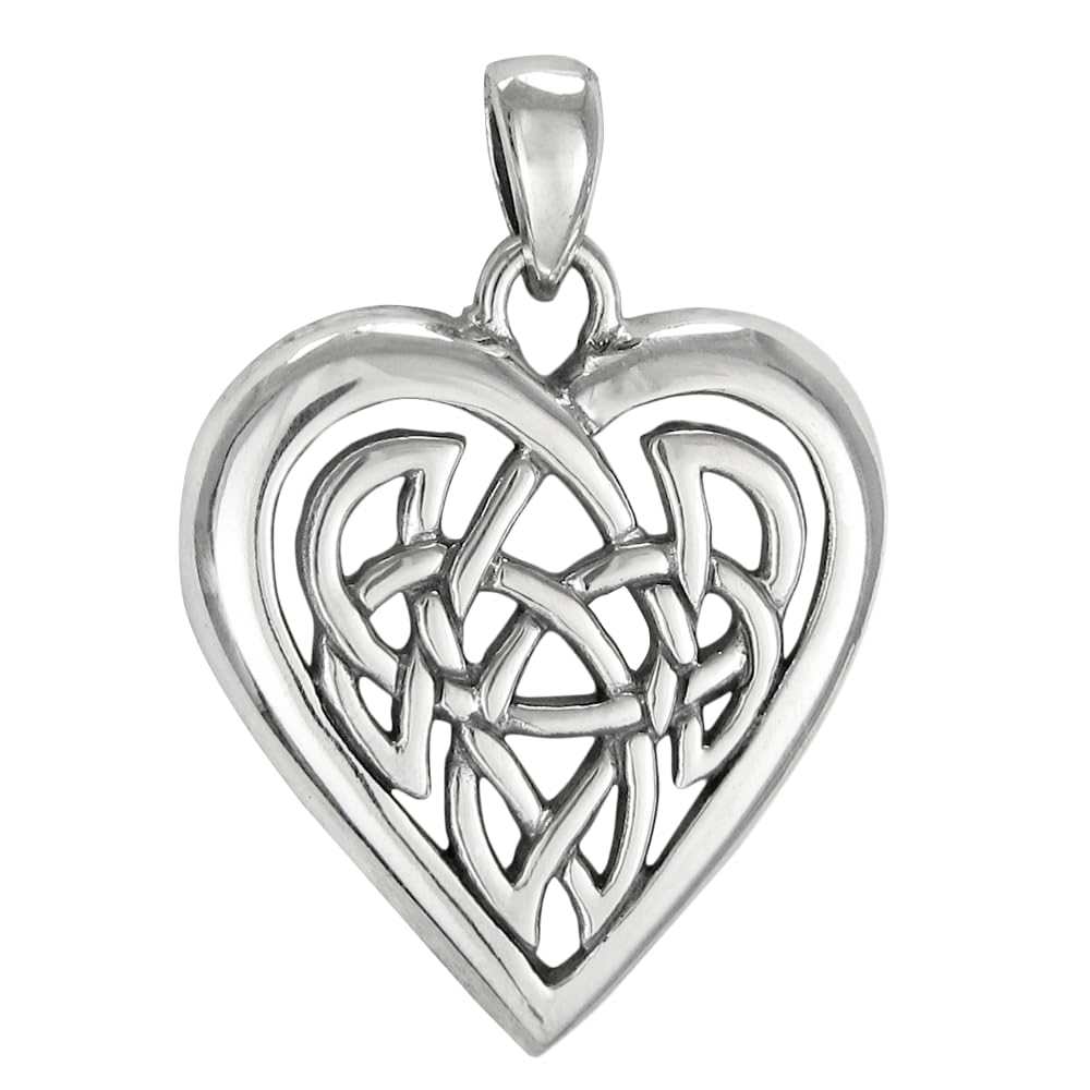 Moonlight Mysteries Elegant Sterling Silver Celtic Knot Heart Love Knotwork Pedant