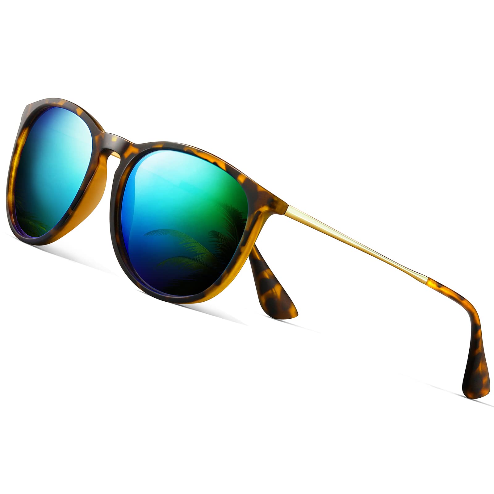 VIYSIOO Sunglasses for Women Men,Womens Vintage Trendy Round Classic Retro Mirrored Polarized Sun glasses, 55mm, 4171