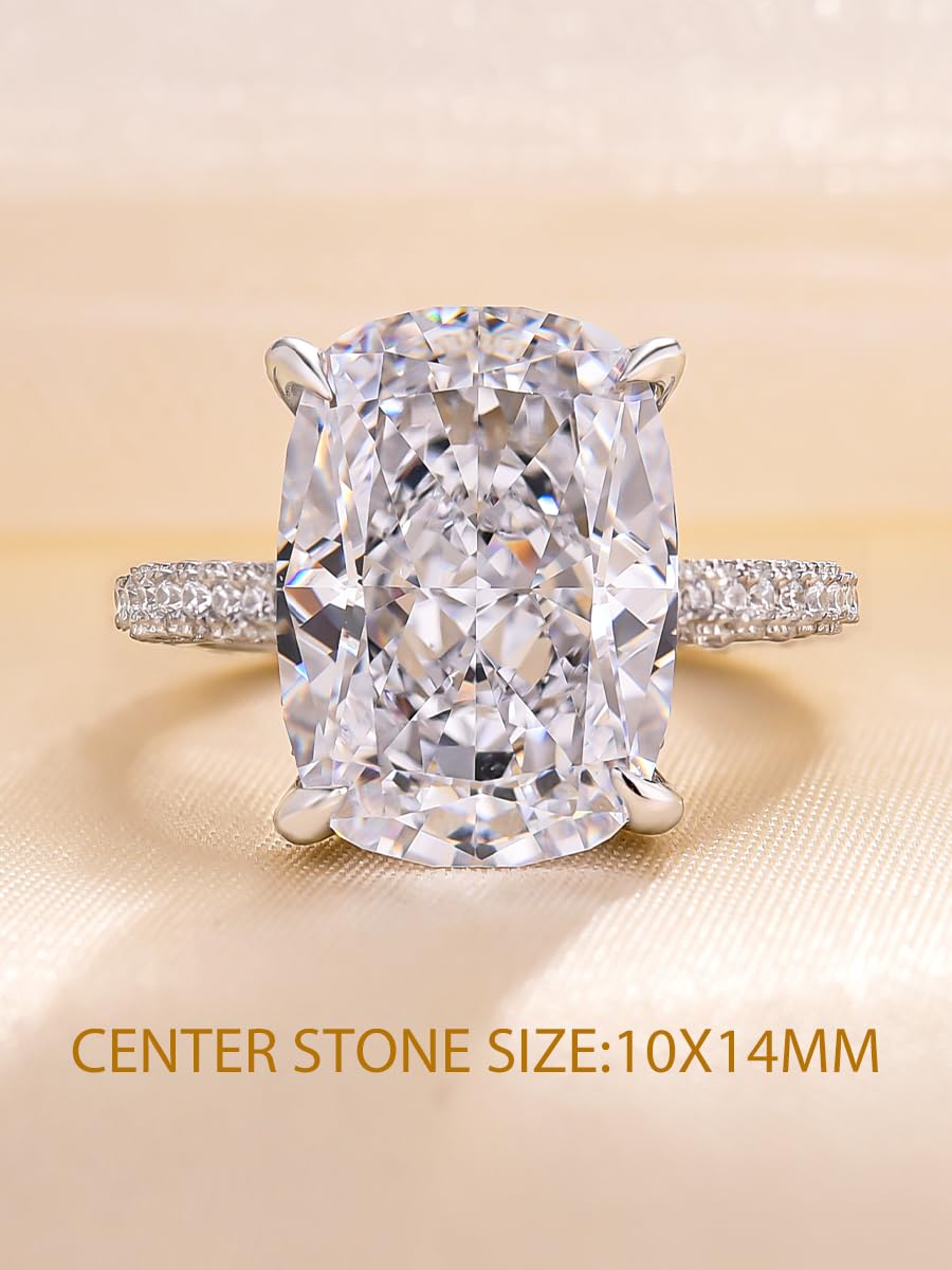 RODIFFY 7CT Elongated Cushion Cut Promise Ring,Simulated Diamond 925 Silver Engagement Ring(7)