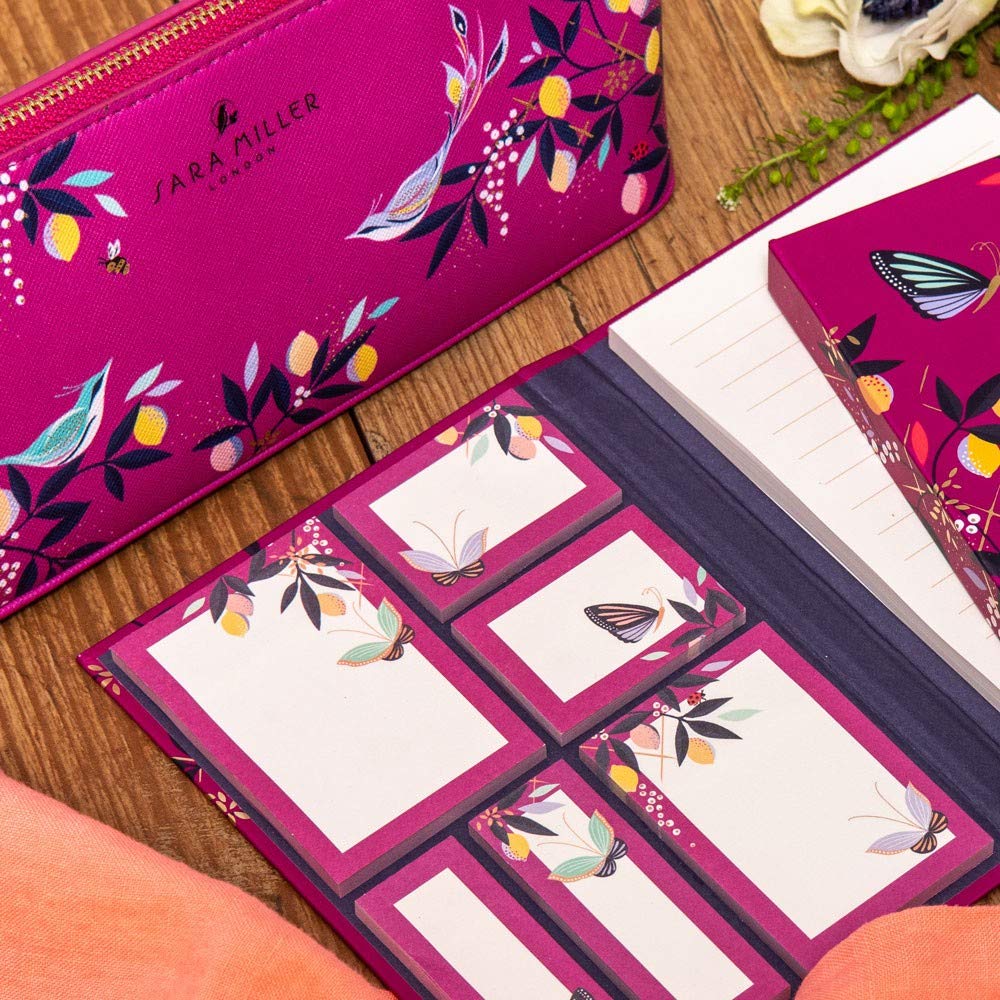 Portico Designs Ltd Sara Miller Mauve Orchard Butterfly Sticky Notes and List Pad Book