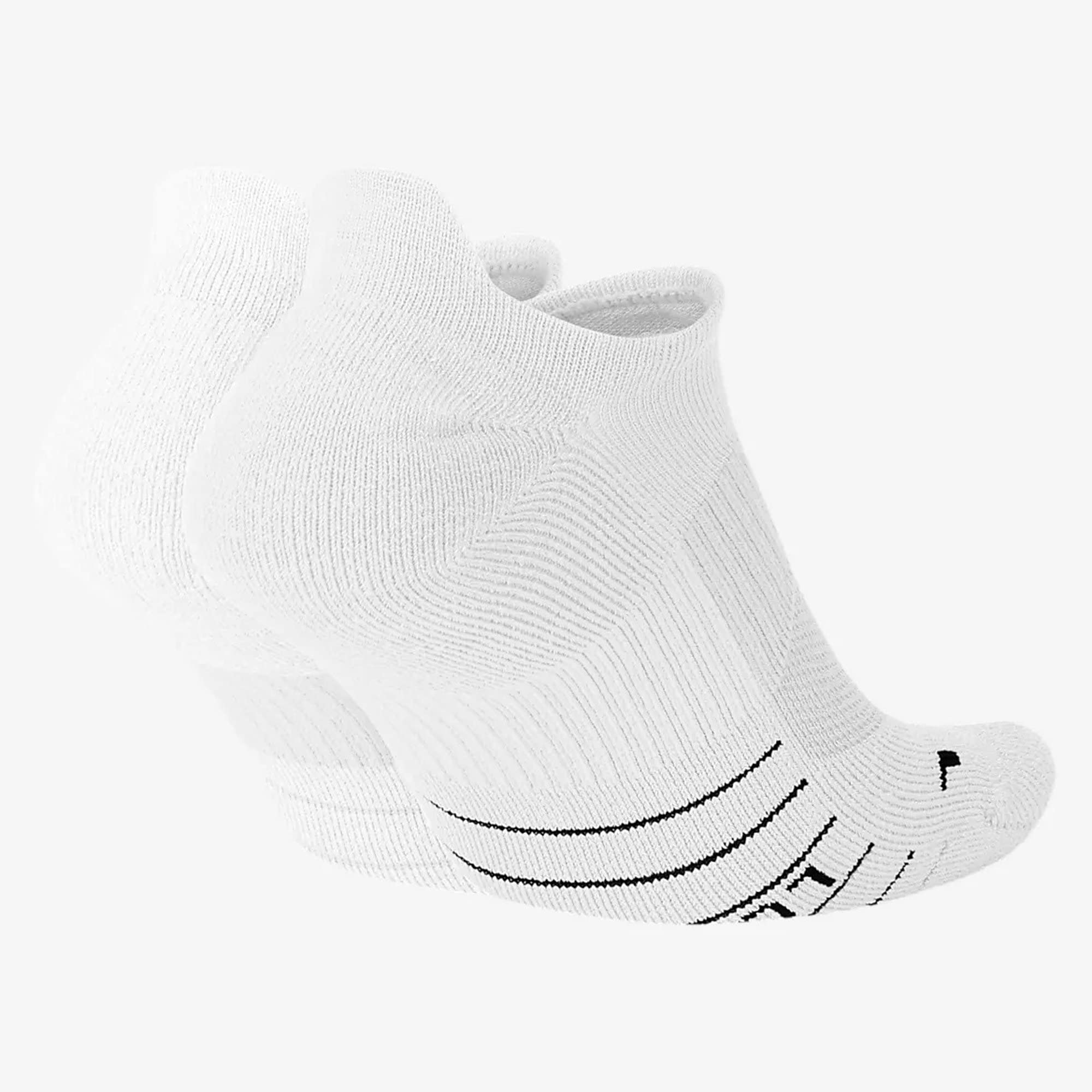 Nike Men`s Multiplier No-Show Socks 2 Pair (White(SX7554-100)/Black, LG (Men's Shoe 8-12, Women's Shoe 10-13))