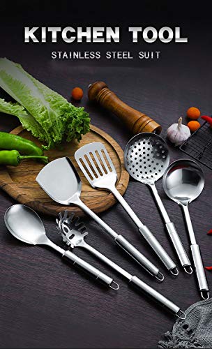 LMMDP 7Pieces Stainless Steel Kitchenware Set Cooking Spoon Shovel Spatula Soup Colander Home Kitchen Utensils Tools Gifts Kitchen