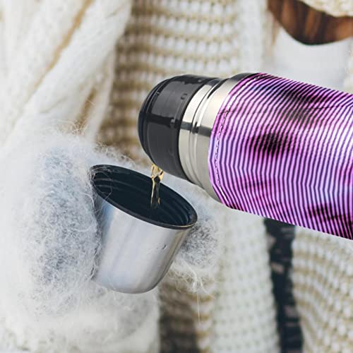 Stainless Steel Leather Vacuum Insulated Mug Geometry Thermos Water Bottle for Hot and Cold Drinks Kids Adults 16 Oz