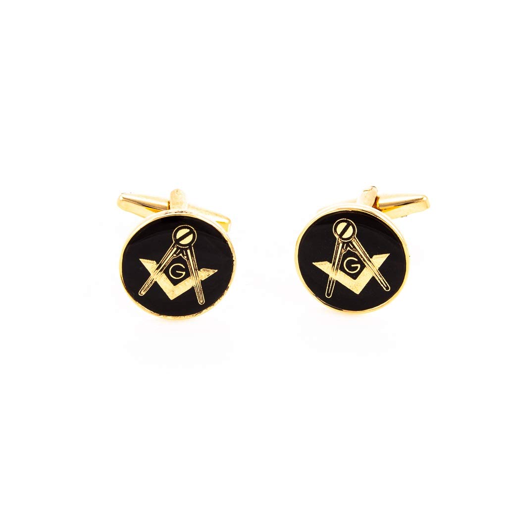 MRCUFF Freemason Masonic Mason Cufflinks & Studs Tuxedo Set in a Presentation Gift Box & Polishing Cloth