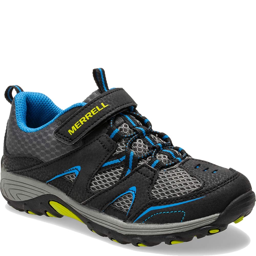 Merrell Boys' Trail Chaser Hiking Sneaker, Black/Blue, 4.5 Wide Big Kid