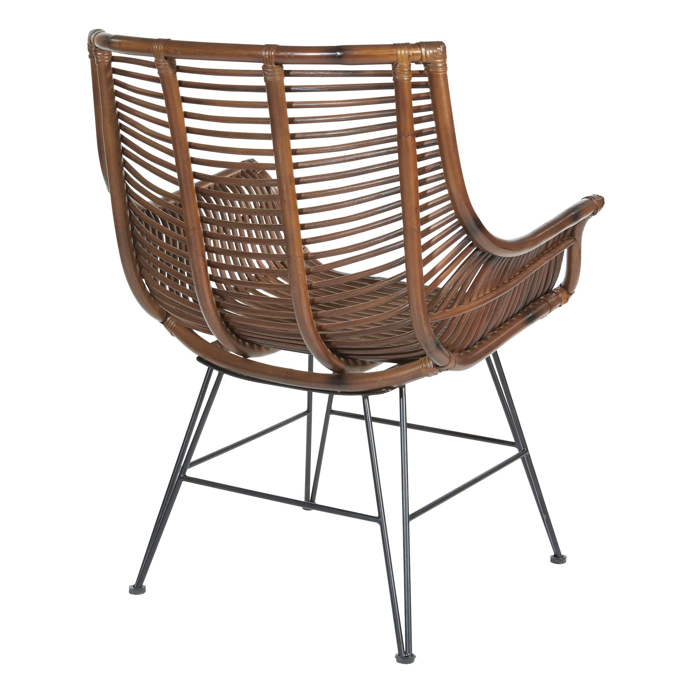 OSP Home Furnishings Dallas Rattan Club Chair, Brown