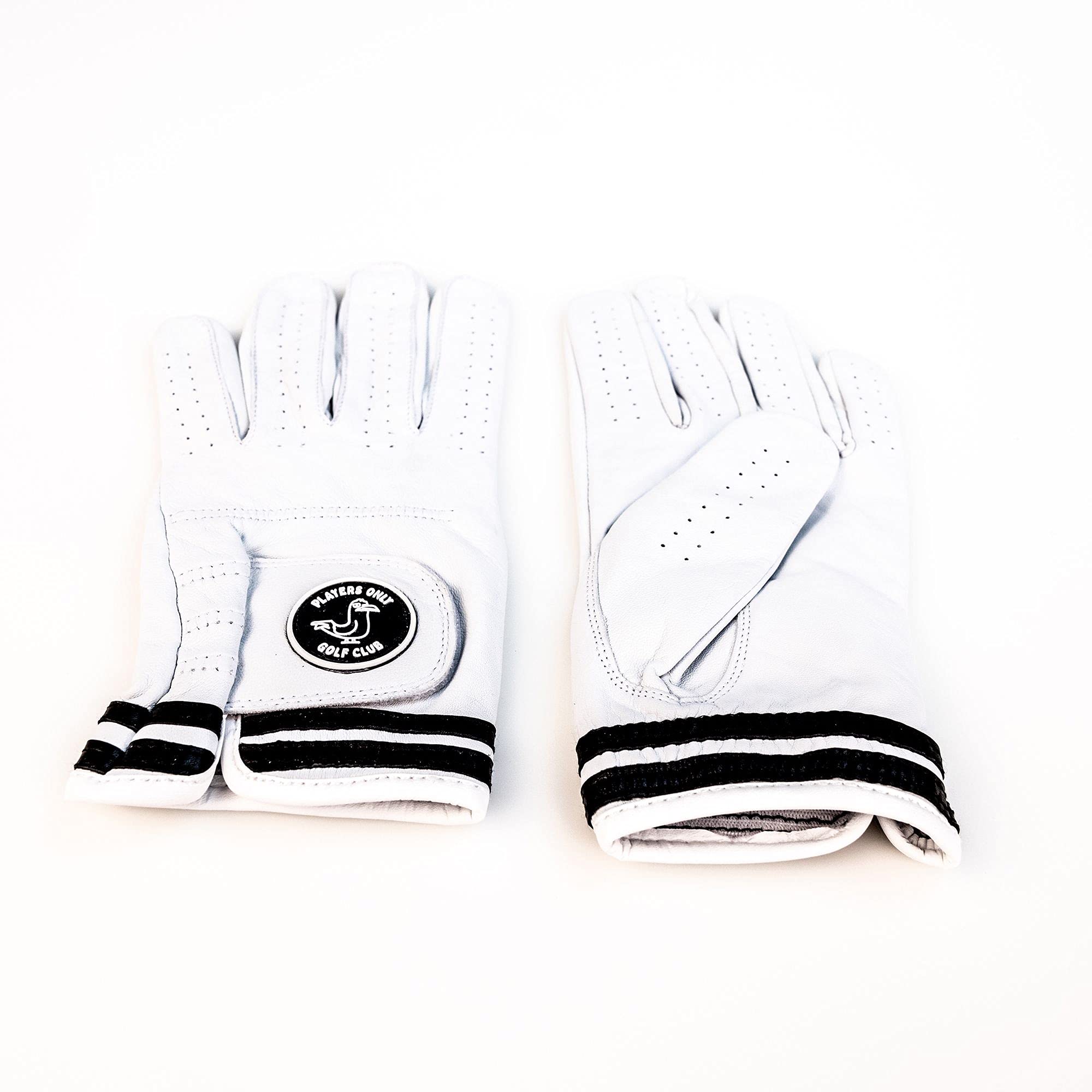 Players Only Golf Club | Golf Glove | Premium Leather | Vader Black Collection | Rubber Patch Logo (Large, Left)