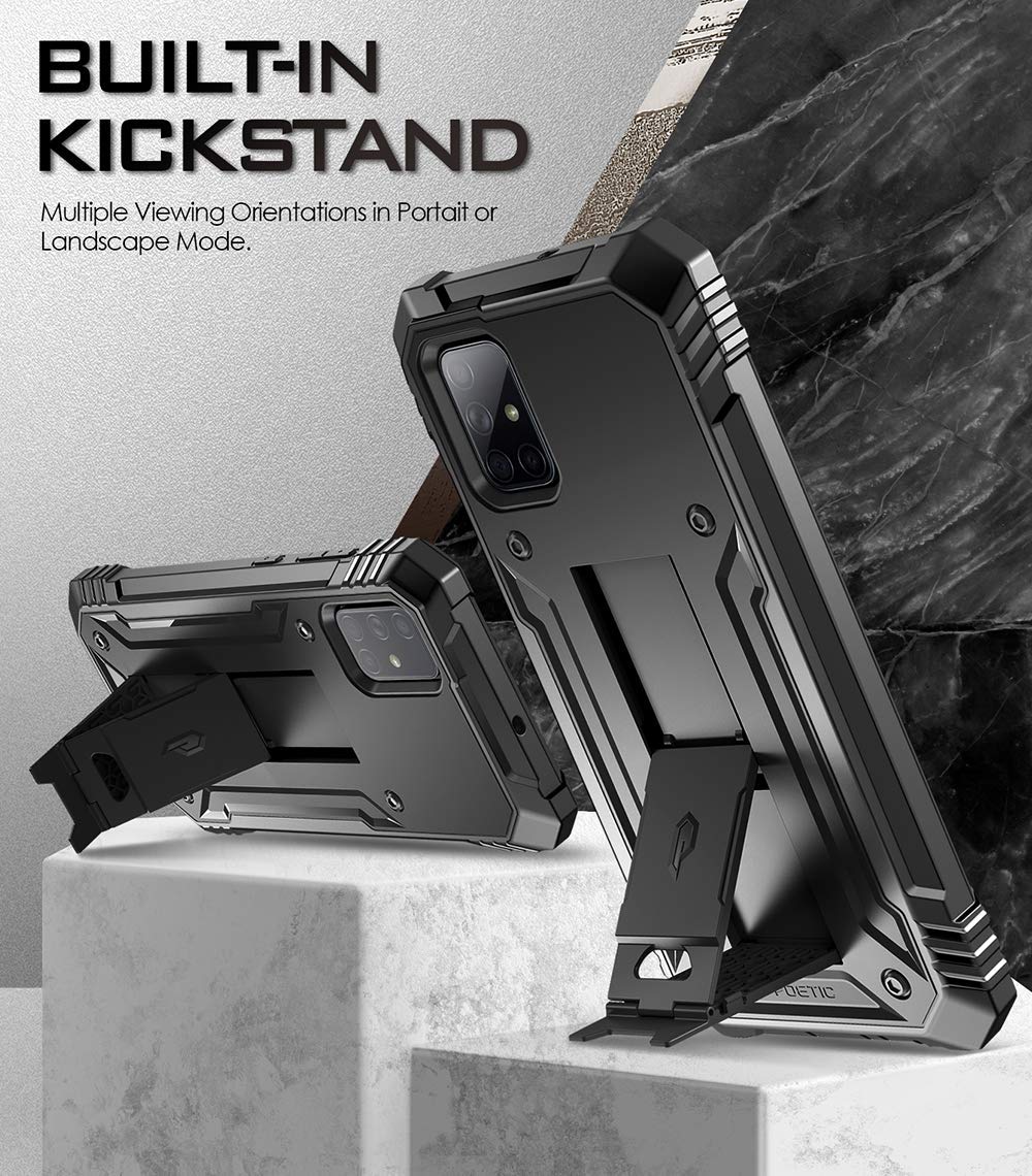 Poetic Revolution Series for Samsung Galaxy A71 5G Case, [Not Fit Verizon A71 5G UW] [Not Fit A71 4G] Full-Body Rugged Shockproof Protective Cover with Kickstand and Built-in-Screen Protector, Black