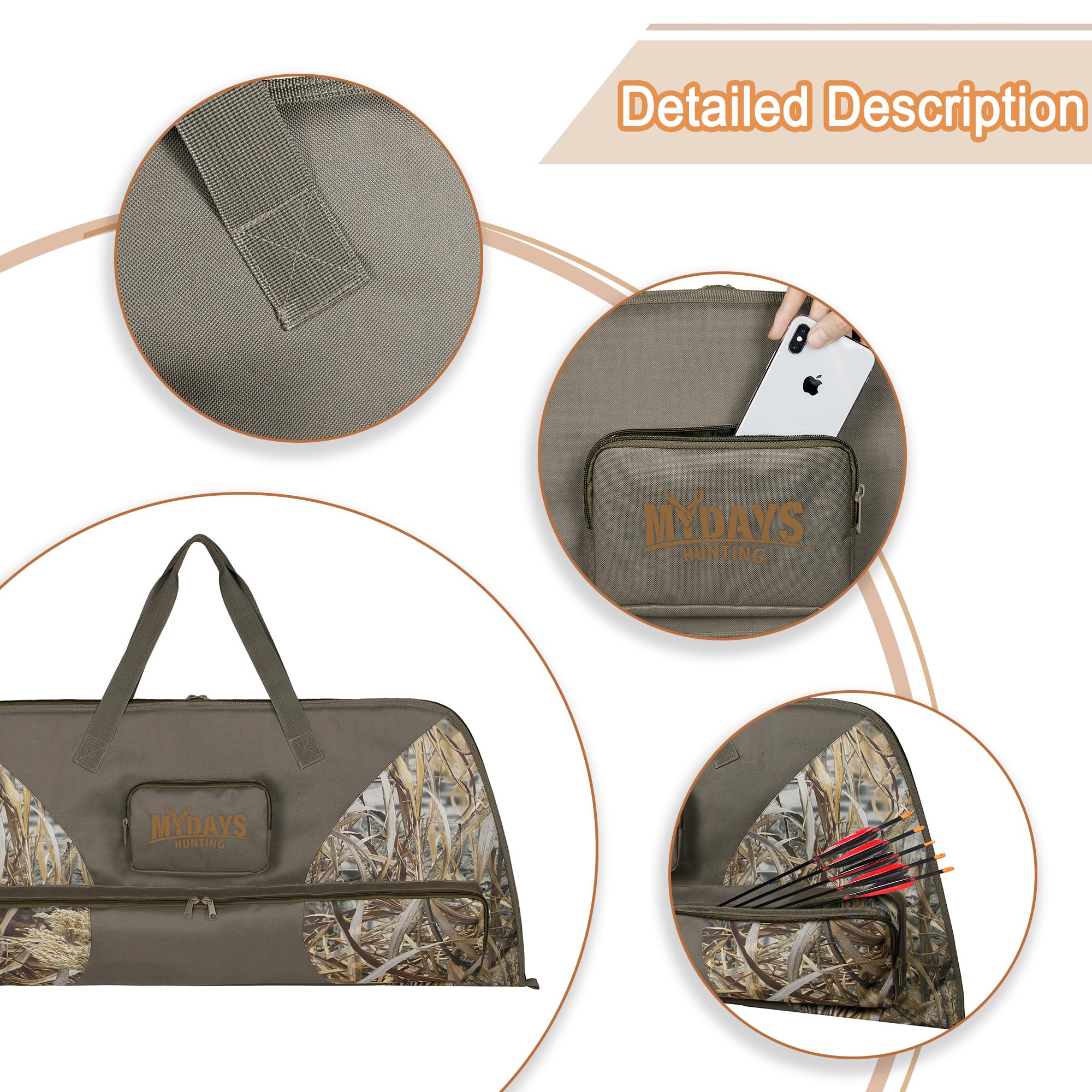 MYDAYS Compound Bow Case, Camo Soft Bow Case with Thick Protective Foam Padding for Archery Accessories,41β (Camo, 41β)