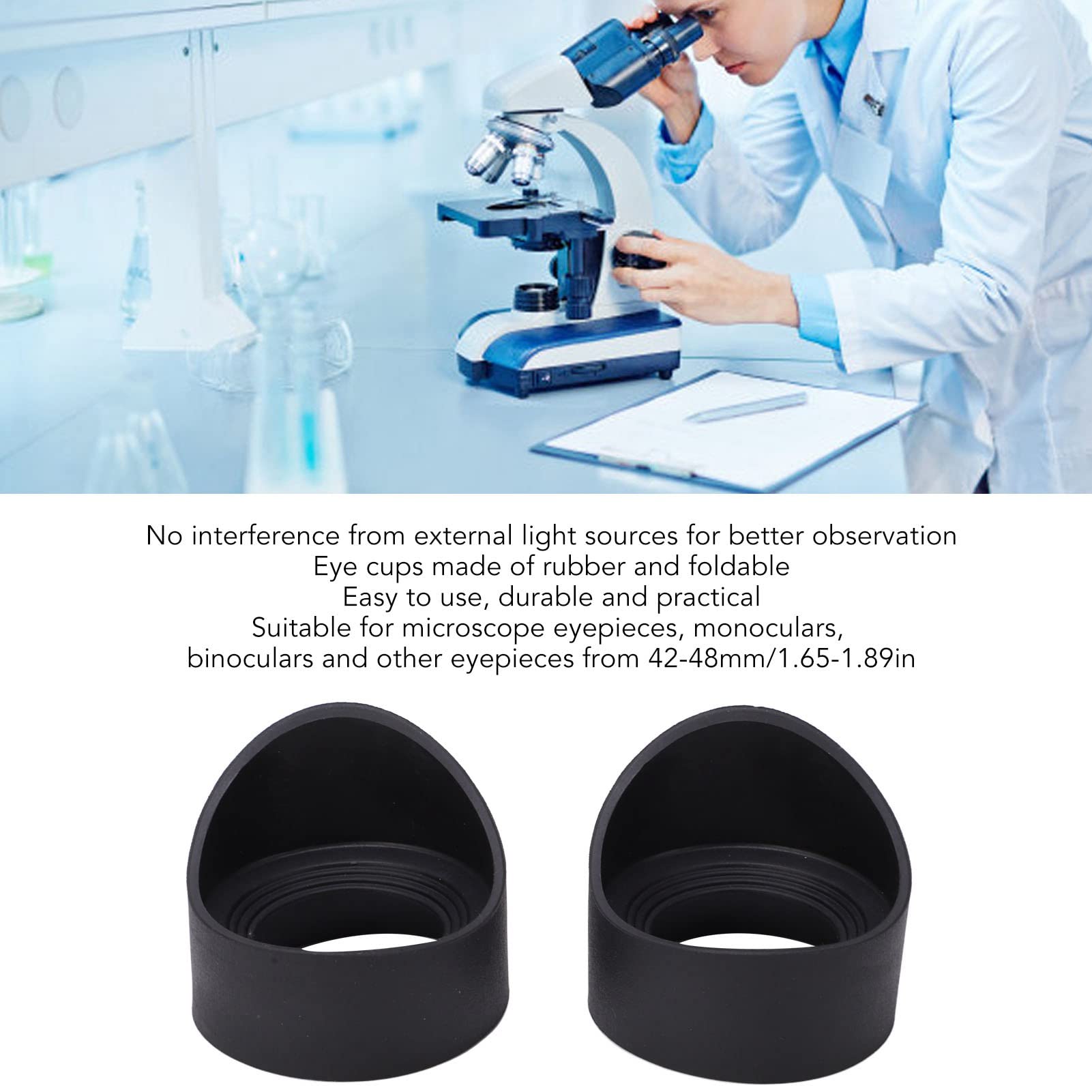 Tangxi 2Pcs Soft Rubber Eyepiece Eye , 42 to 48mm Binocular Microscope Eye Guards Cups, Professional Collapsible Eyepiece Covers for 1.65 ro 1.89in Lens