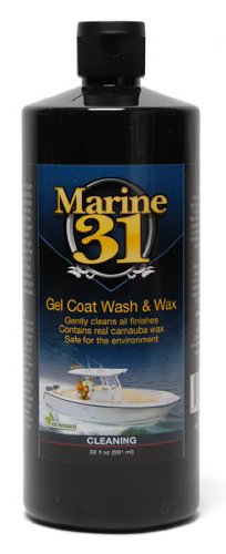 Marine 31 Gel Coat Boat Wash & Wax with Carnauba - 32 oz. - Gentle Clean with UV Protection, High-Gloss Finish, Easy Wash & Wax for Boats