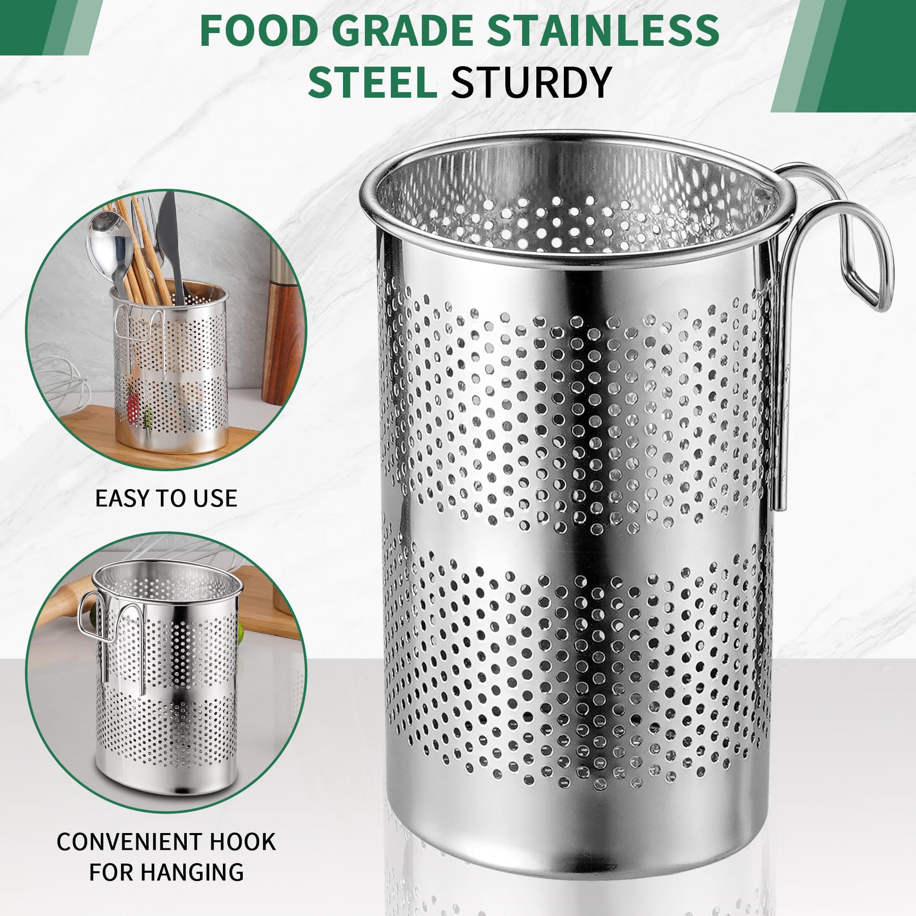 POPGRADE Utensil Drying Rack Silverware Caddy for Countertop, Stainless Steel Utensil Holder for Dish Rack, Silverware Drying Rack Holder Utensil Caddy Cutlery Rack, Chopstick Dishwasher Basket