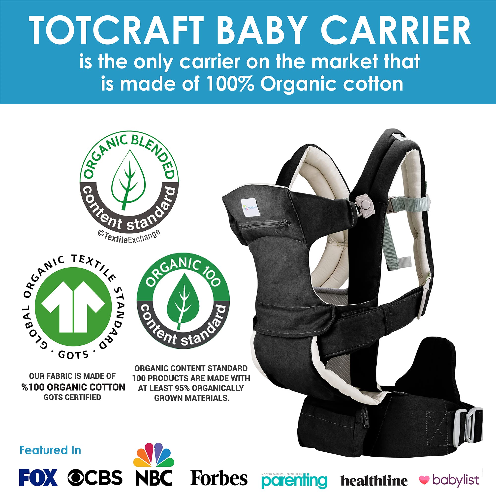 Organic Baby Carrier Newborn to ToddlerâInfant&Child Carrier with Lumbar Support