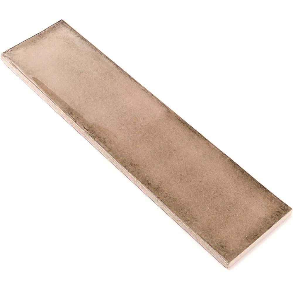 Moze Taupe 3 in. x 12 in. Polished Ceramic Backsplash, Kitchen, Bathroom, Subway Wall Tile Sample