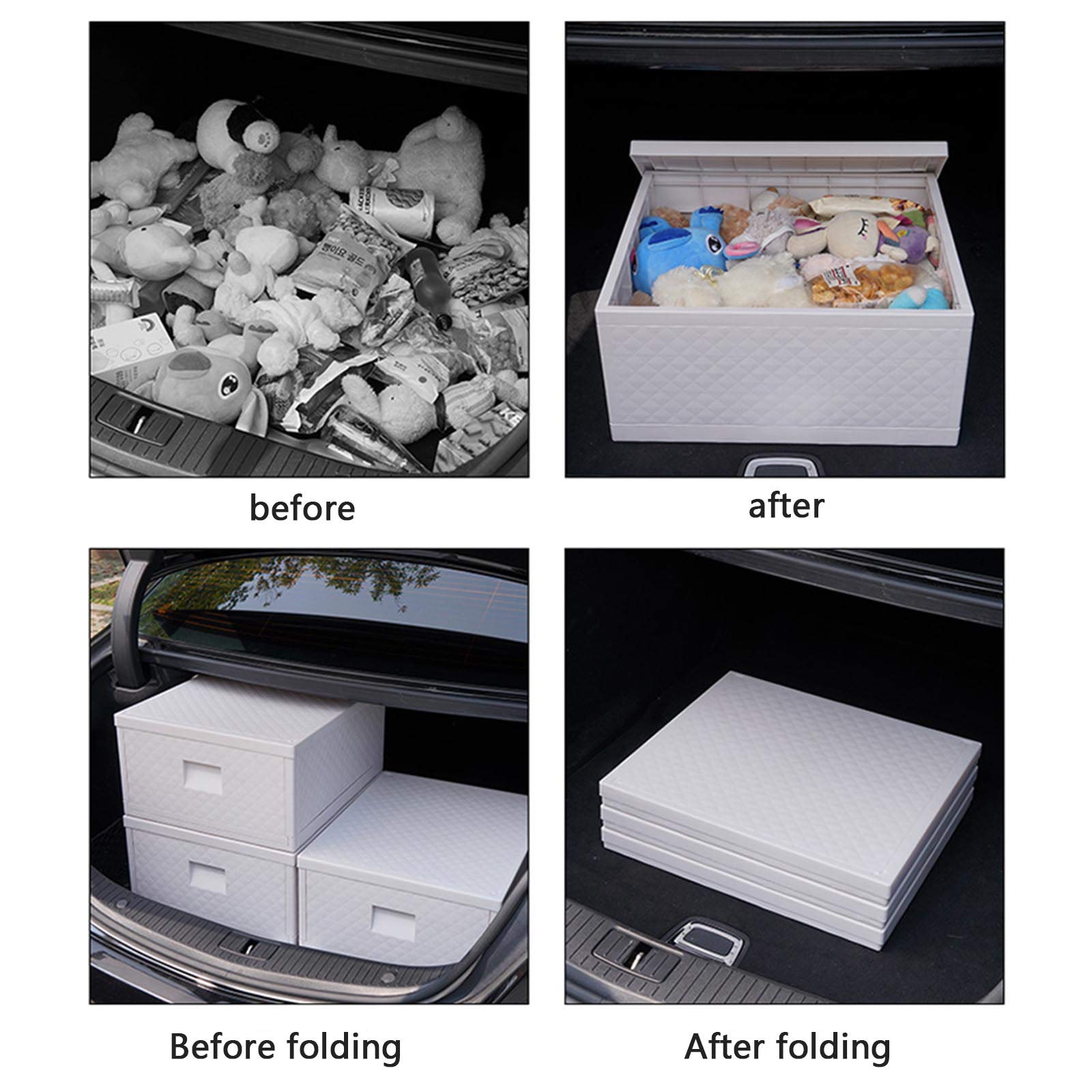Micro Traders Collapsible Storage Bins with Lids Plastic Storage Boxes for Toy Media Sundry Vehicle Living Room Wardrobes Closets Storage (7.7x11.8x8.7inch) - Beige