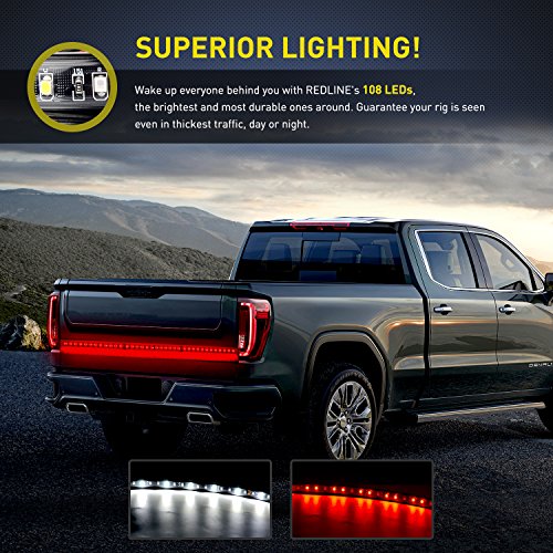 Nilight 48”/49” LED Tailgate Light Strip 90 LED Red/White for Running Light Brake / Turn Signal / Reverse Light,2 Years Warranty