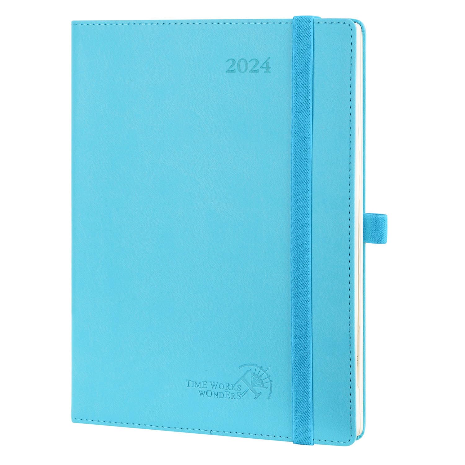 POPRUN 2024 Planner - 2024 Weekly Calendar with Hourly Time Slots, Weekly/Monthly Appointment Book for Time Management - 6.5'' x 8.5''- Leather Soft Cover - Black