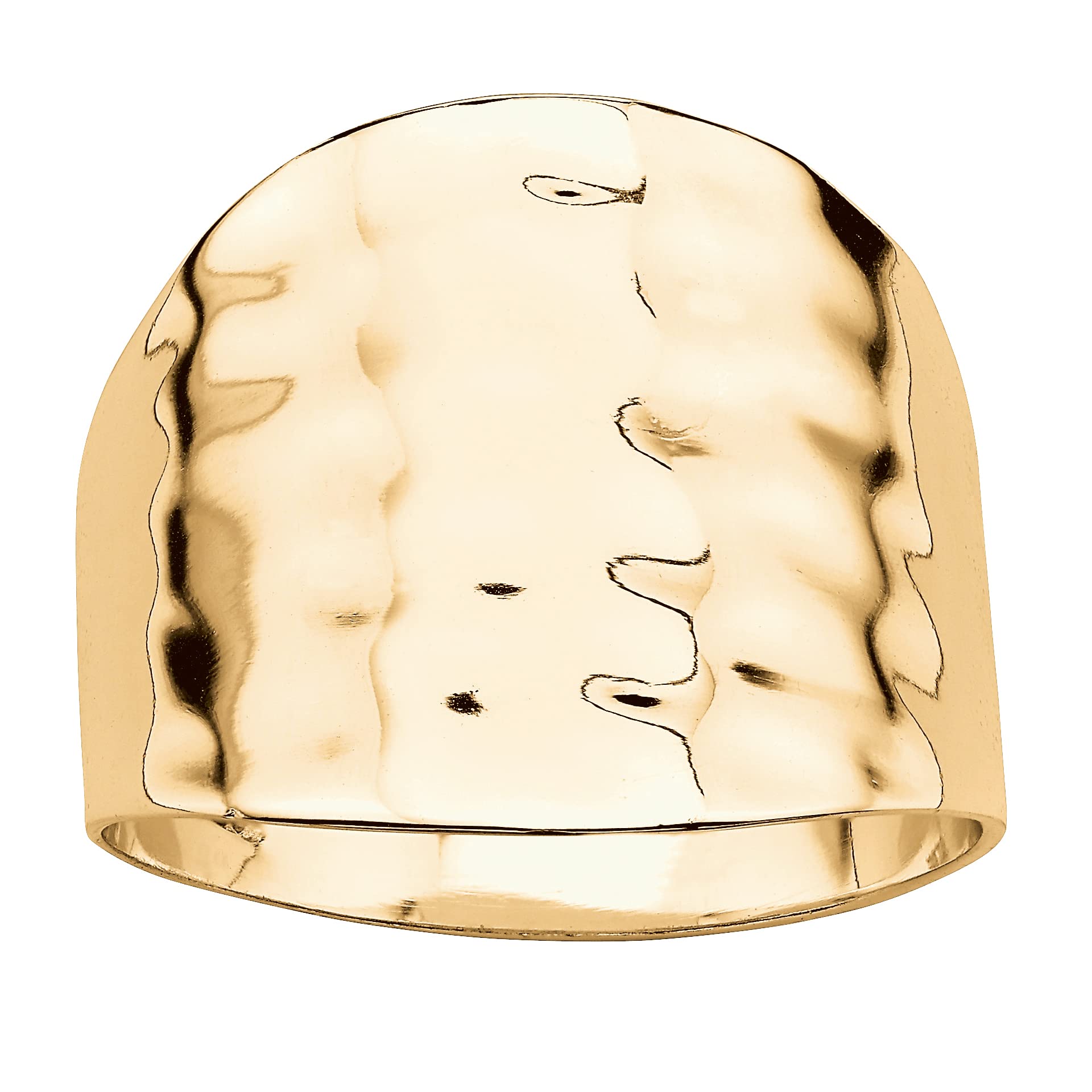 PalmBeach Jewelry Yellow Gold-Plated or Platinum-Plated Hammered Style Cigar Band Ring (5mm) Size 9