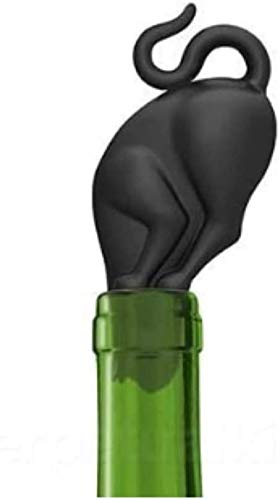 Unido Box Food Safe Silicone Black Kitty Cat Butt Wine Bottle Stopper