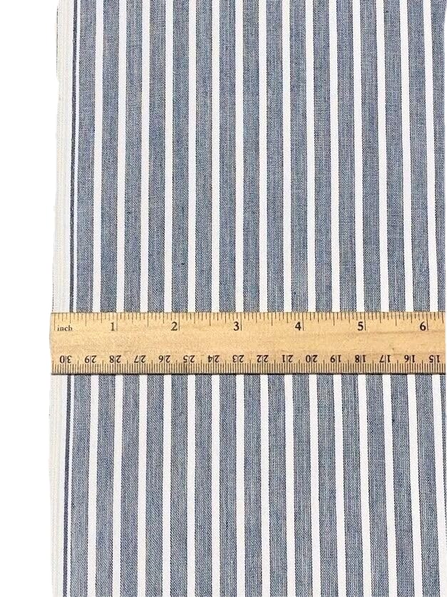Navy Blue White 100 Percent Cotton Lawn Stripe Apparel Fabric Sheer 58 Inches Wide by The Yard
