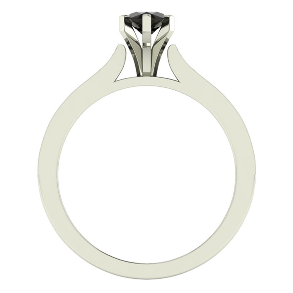 Marquise Cut Black Diamond Engagement Ring 1.00 ctw 14K White Gold on Sterling (Ring Size 7)