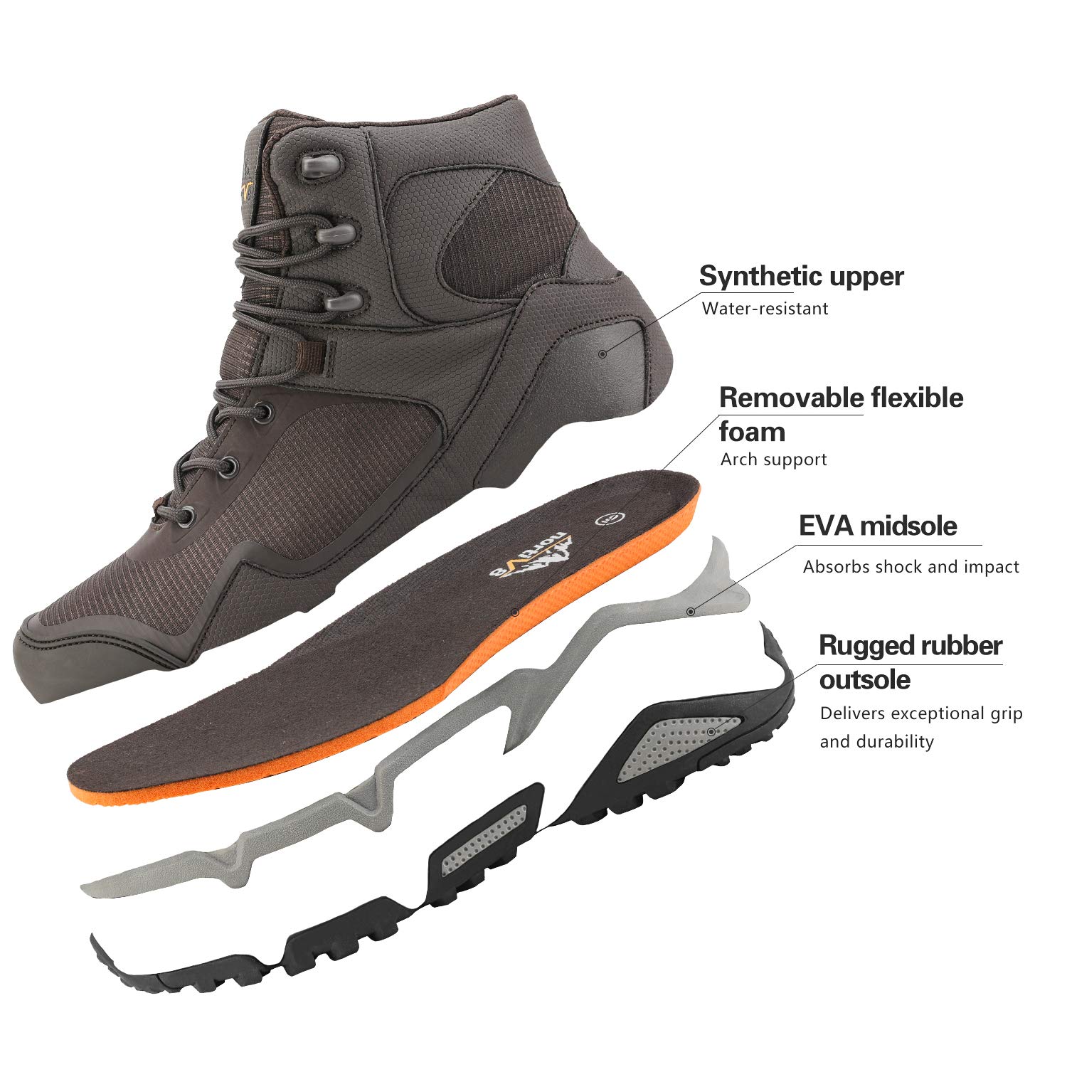 NORTIV 8 Men's Hiking Boots Waterproof Trekking Outdoor Mid Backpacking Mountaineering Shoes Size 11 M US Brown JS19005M