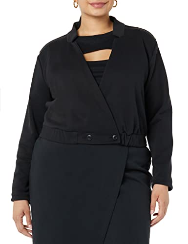 TEREA Women's Madelyn Cropped French Terry Jacket, Black, L