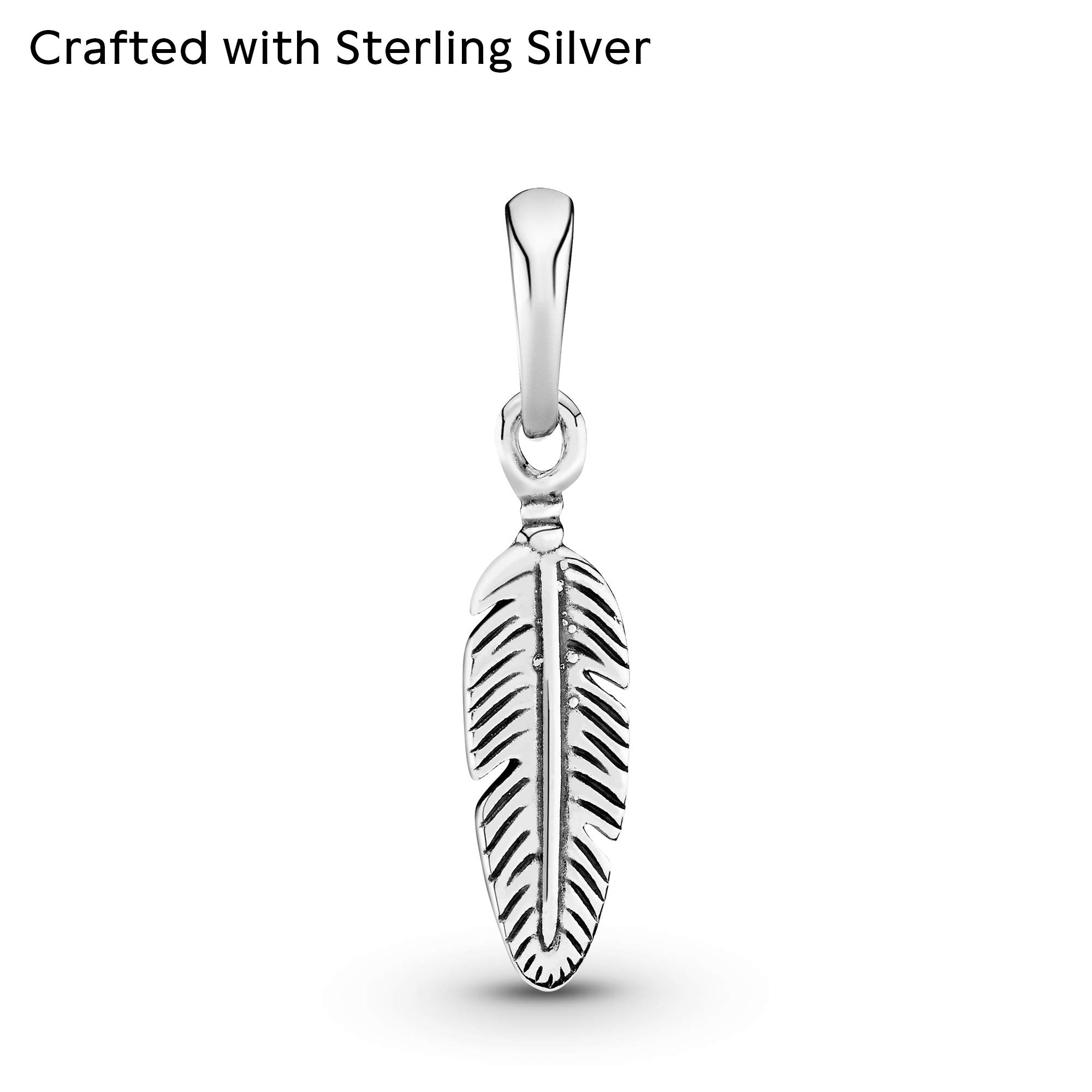 PANDORA Jewelry Spiritual Feather Sterling Silver Pendant for Necklace
