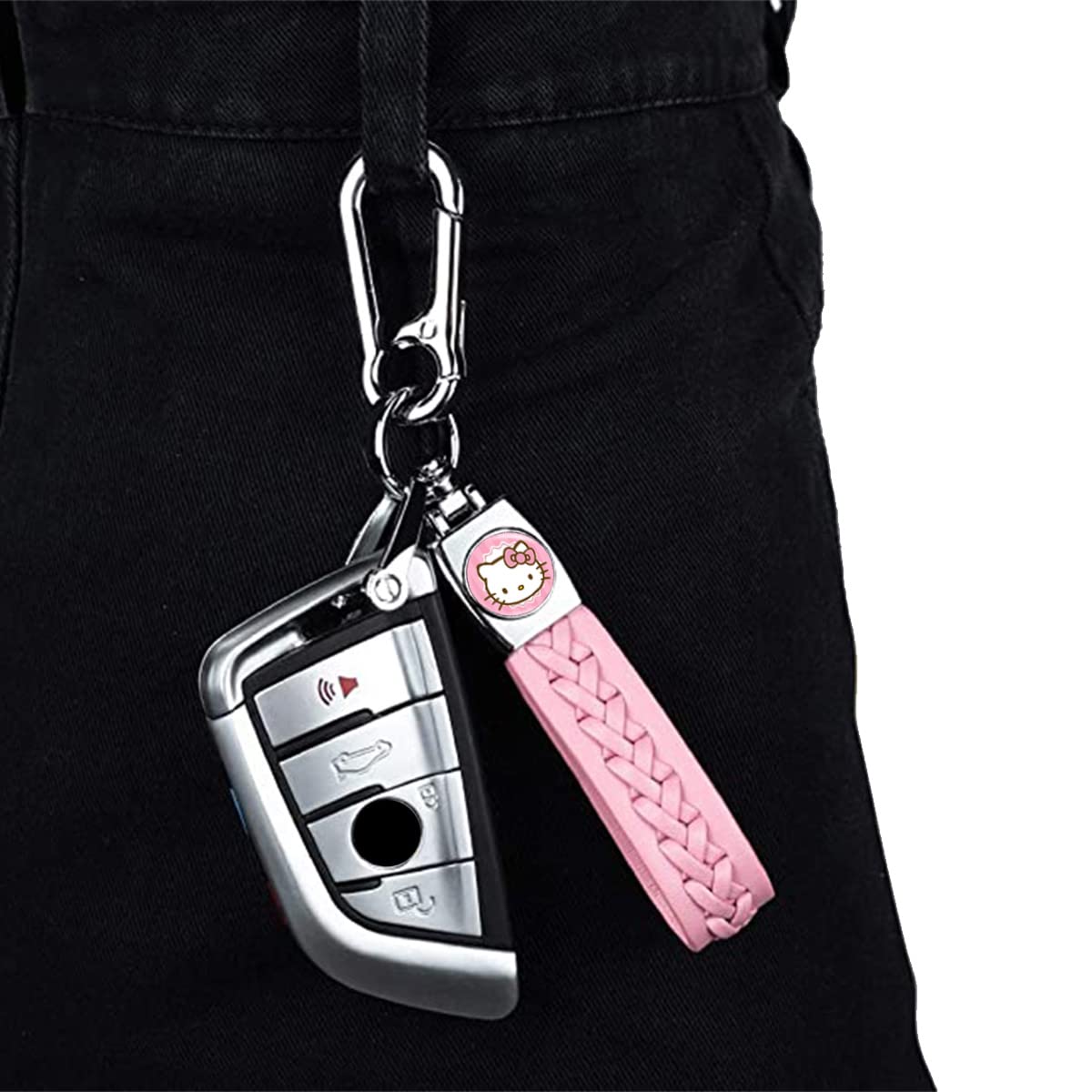 TOATEE for Hello Kitty Keychain Leather Key Chain Cute Keychains Kawaii Keyring For Hello Kitty Car Accessories(Braided rope style)