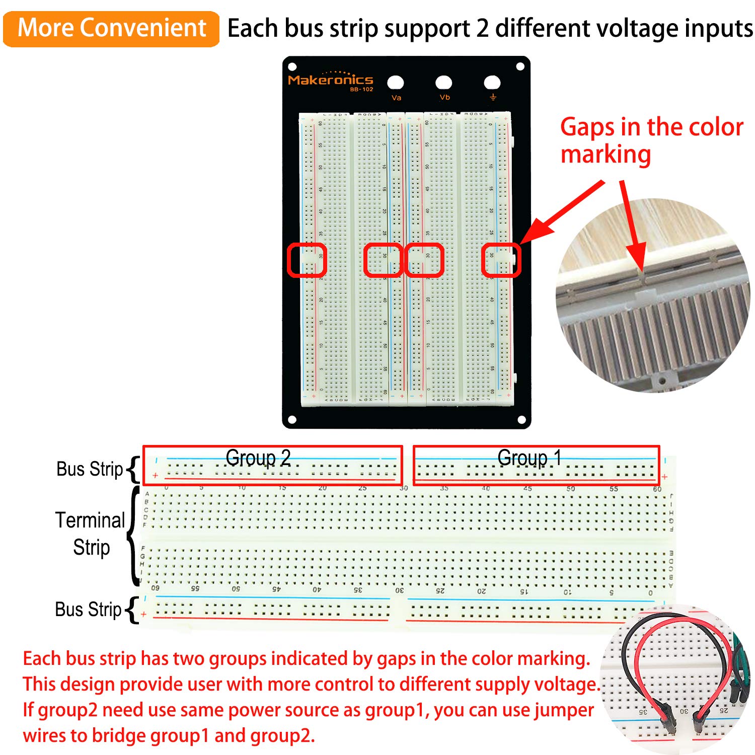 Makeronics Solderless 1660 Breadboard Super Kit - 1660 Tie-Points Experiment Plug-in Breadboard with Aluminum Back Plate + 350 Jumper Wires + 65 Jumper Wires for Prototyping Circuit/Arduino