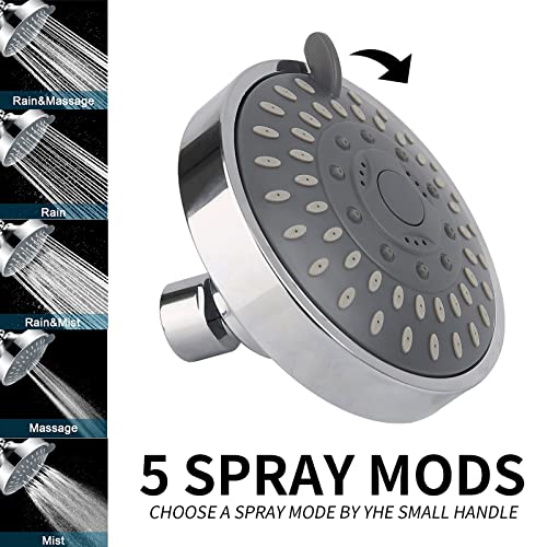Solimeta High Pressure Shower Head, High Flow Bathroom Showerhead with Adjustable Brass Ball Joint
