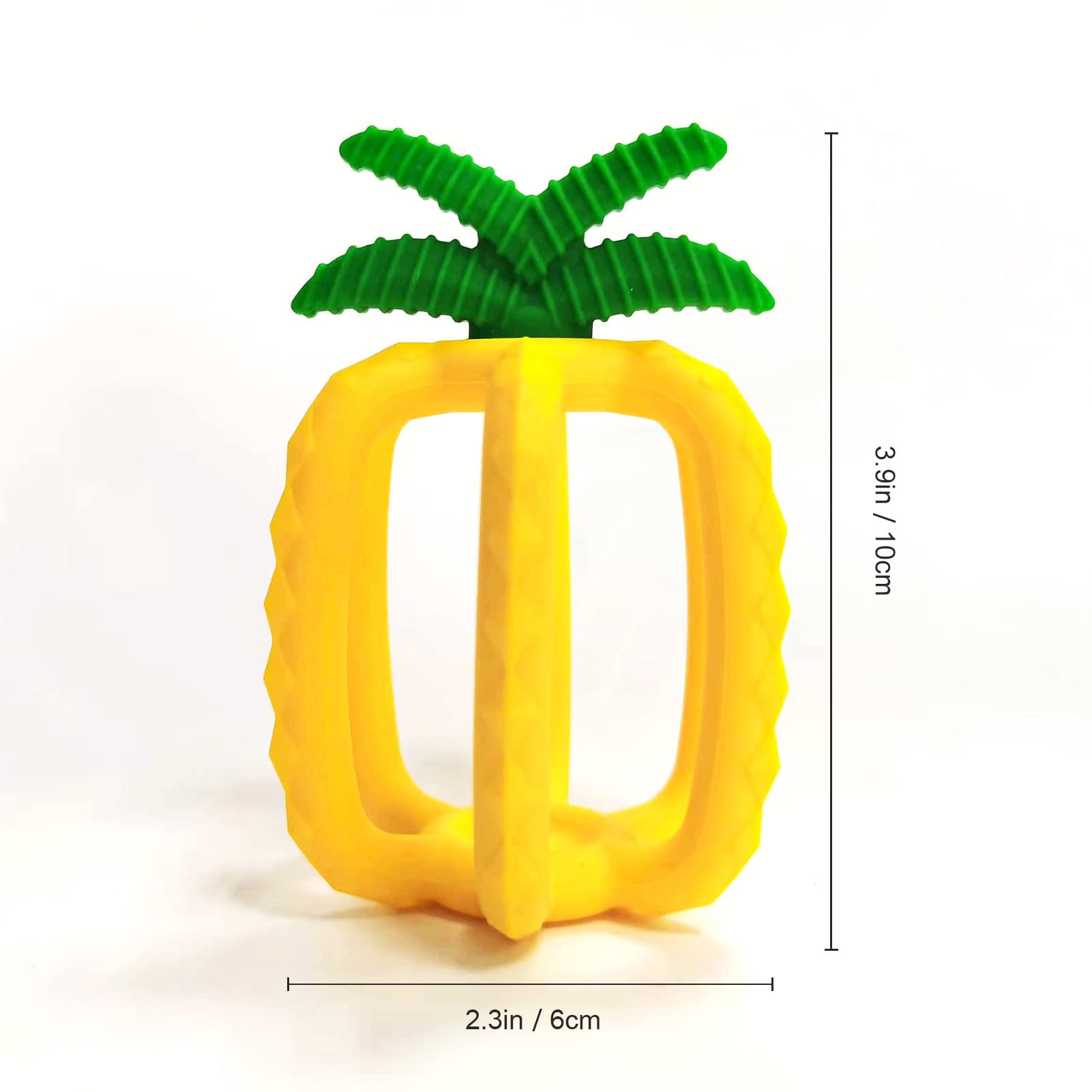 Veslen Baby teether, Cute Fruits teether, Suitable for Boys and Girls Teething Chewing, BPA-Free, 3-12-24-36 Months Newborn Teething Toy(Pineapple)