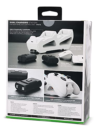 PowerA Duo Charging Station for Xbox Series X|S - White, Wireless Controller Charging, Charge, Rechargeable Battery, Xbox Series X|S, Xbox One