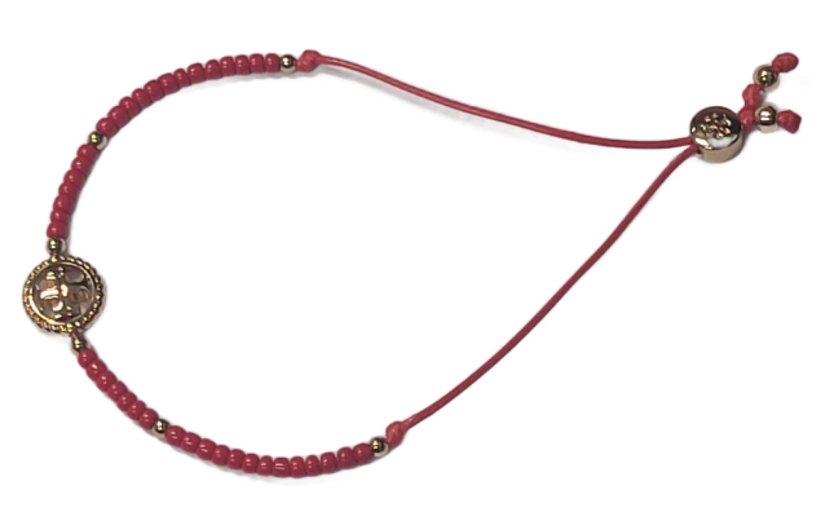 Tory Burch 142015 Tory Gold Tone/Red Rope Logo Women's Slider Bracelet