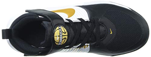 Nike Unisex-Kid's Team Hustle D 9 Pre School Basketball Shoe, Black/Metallic Gold-White, 3Y Regular US Little Kid