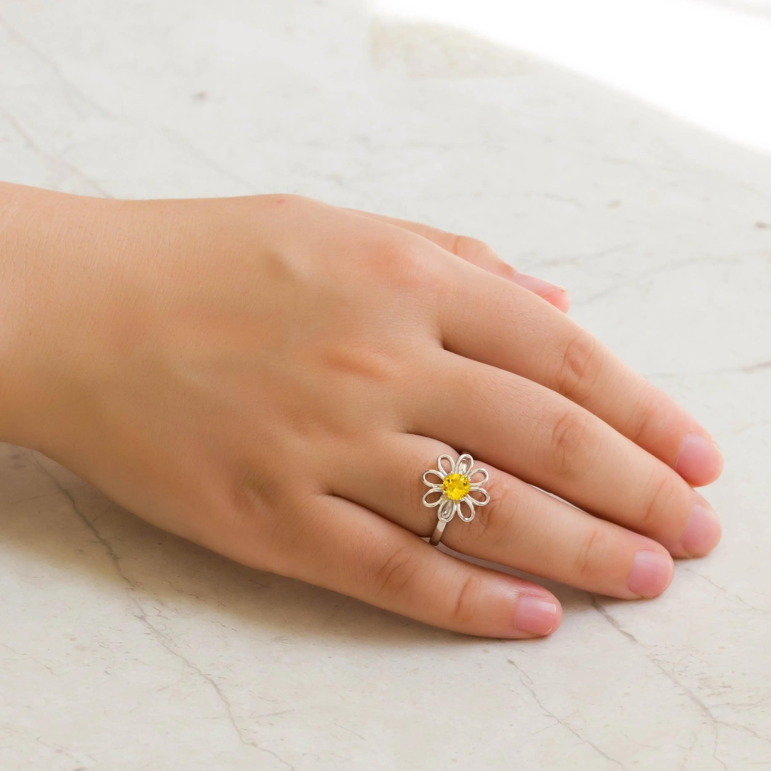 Philip Jones Adjustable Crystal Daisy Ring Created with Zircondia® Crystals