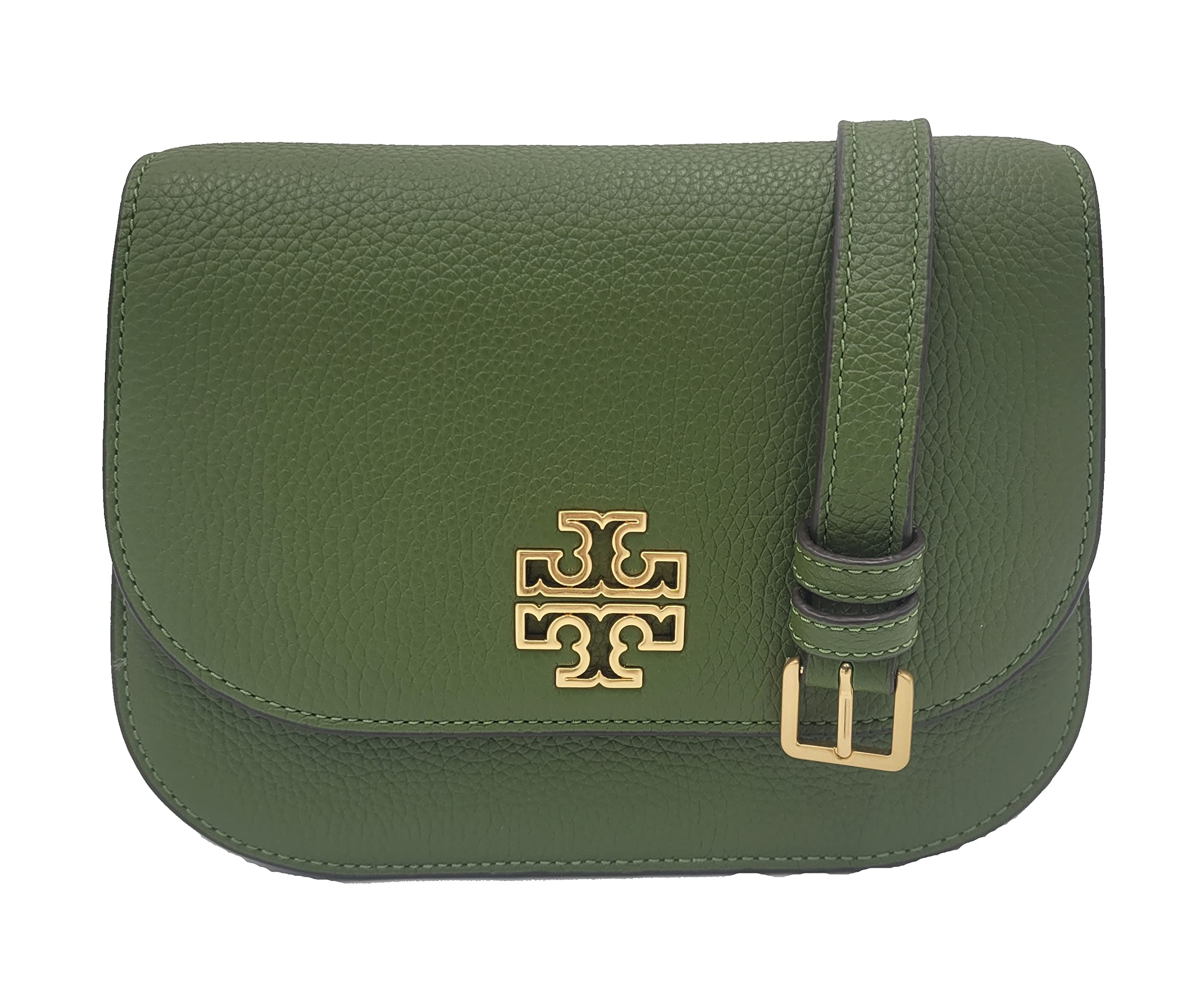 Tory Burch 86838 Britten Spinach Green With Gold Hardware Women's Small Saddle Shoulder Bag