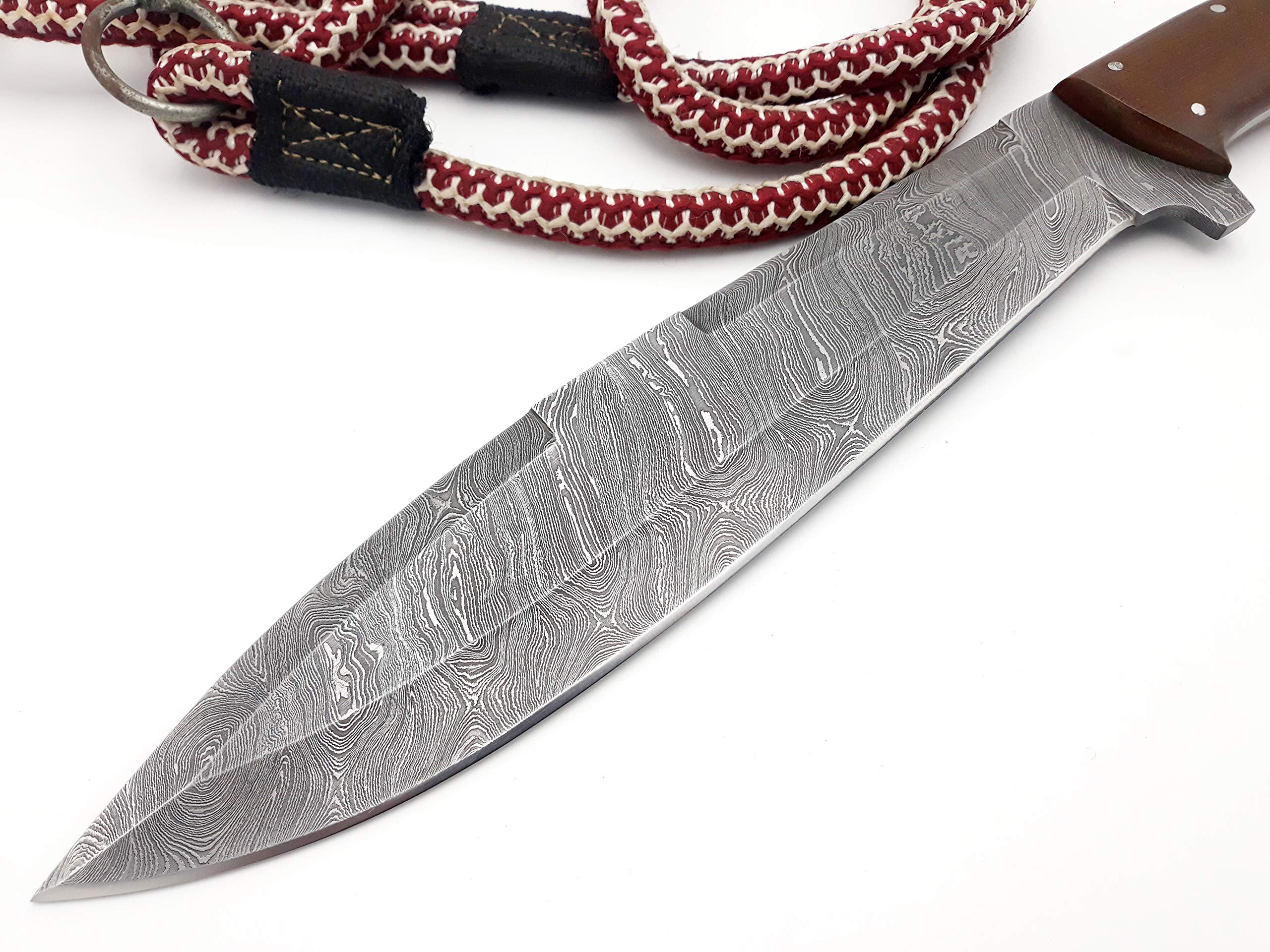 Nooraki BK-55 Handmade Damascus Hunting Bowie Knife Full Tang With Leather Sheath