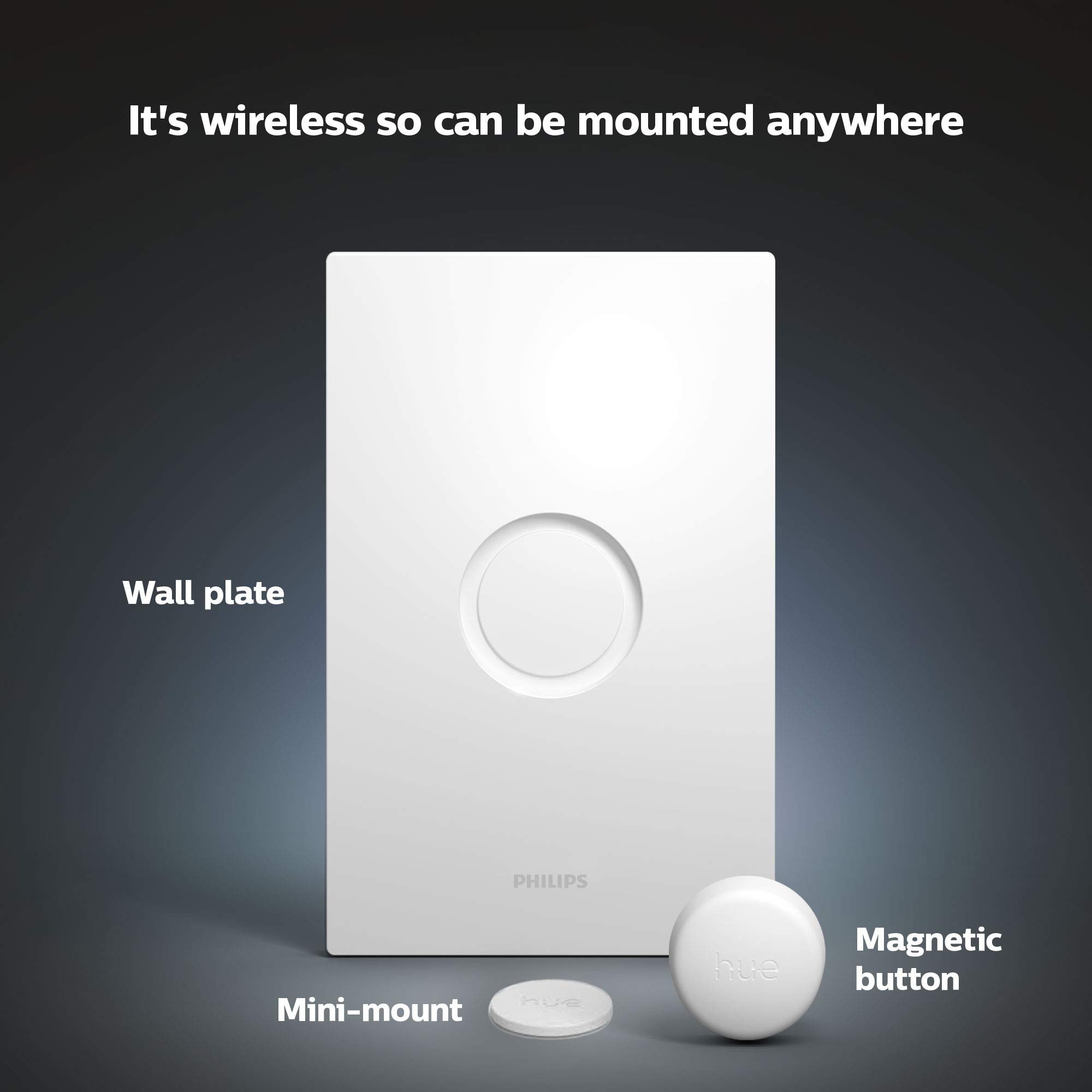 Philips Hue White LED Smart Button Starter Kit White A19 LED Smart Bulb