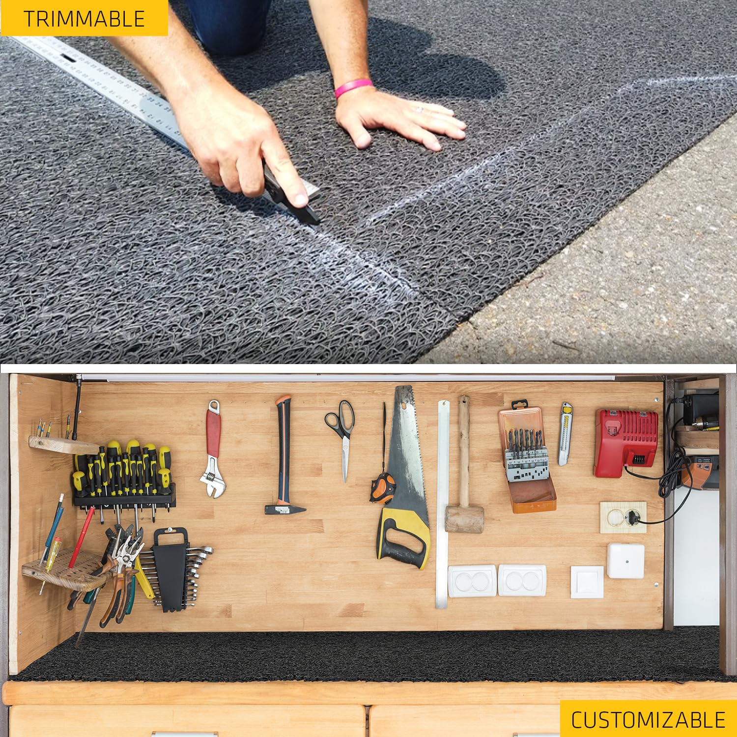 Sikagard-375 Vinyl mesh and Heavy-Duty Utility mat - Black - Flexible Scraper mat - drainable - Impact and Weather Resistant - 3x4 ft.