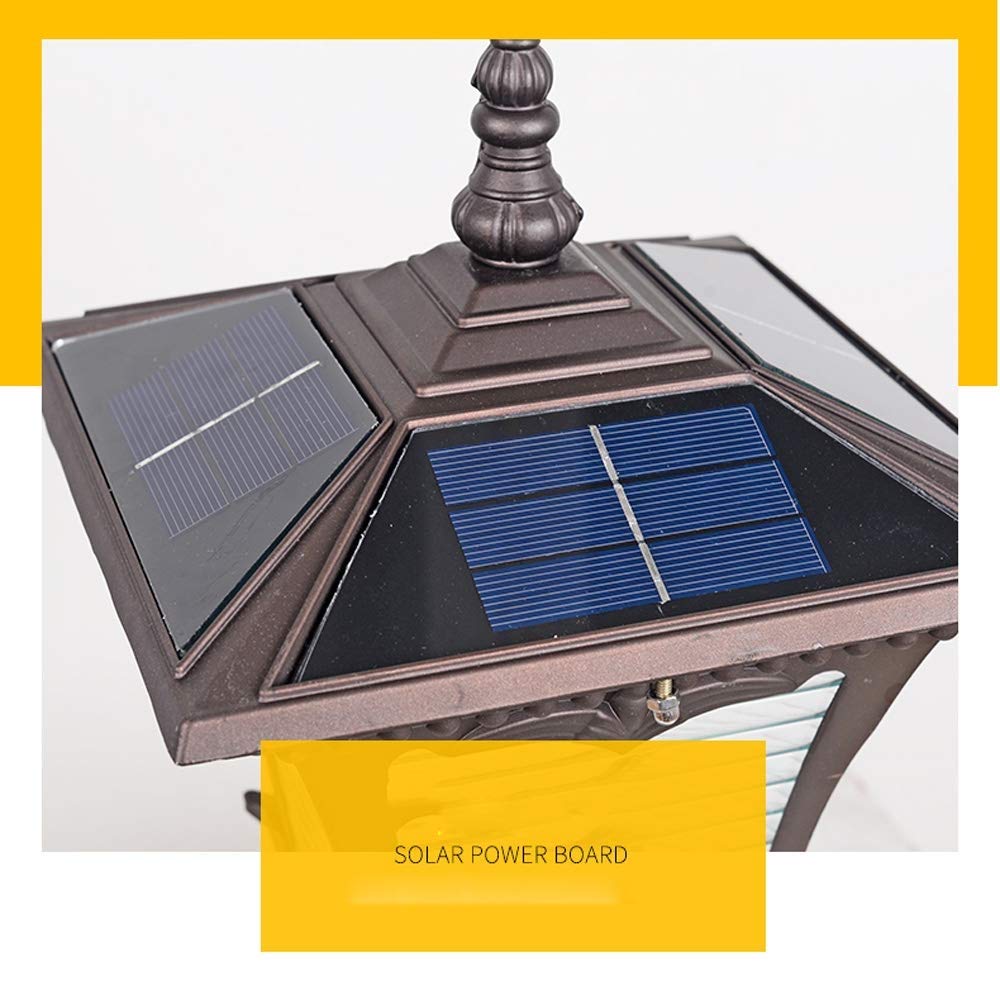 Mopoq Outdoor Solar Light Garden Pillar Light Home Super Bright Outdoor Wall Column Lantern Column Lawn Intelligent Lighting Control Corrosion Resistant Waterproof IP55 (Dark Brown)