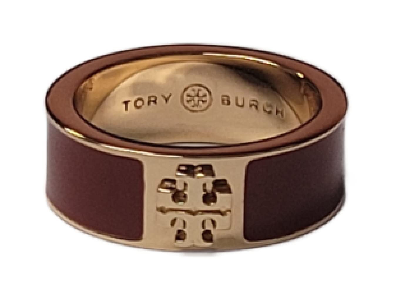 Tory Burch 88443 Tory Gold Tone/Mattone Burnt Orange/Red Enamel Inlay Women's Ring Size 6