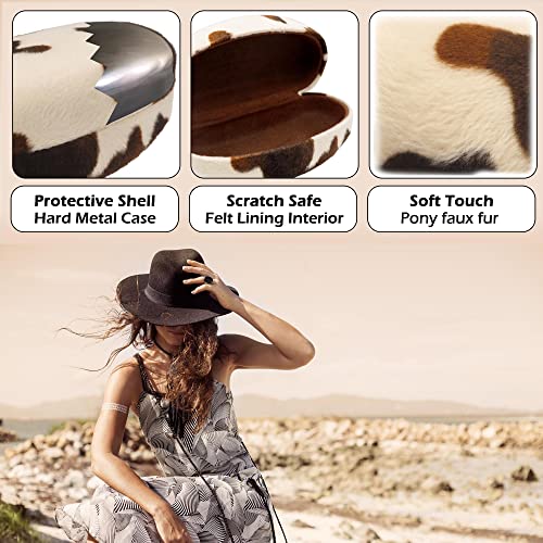 MyEyeglassCase - Chic Pony Animal Print Hard Shell Sunglass Case for Curved Frames with Microfiber Pouch & Cleaning Cloth - Large to Extra Large Eyeglass Case for Men and Women (AS413 Pony Brown)