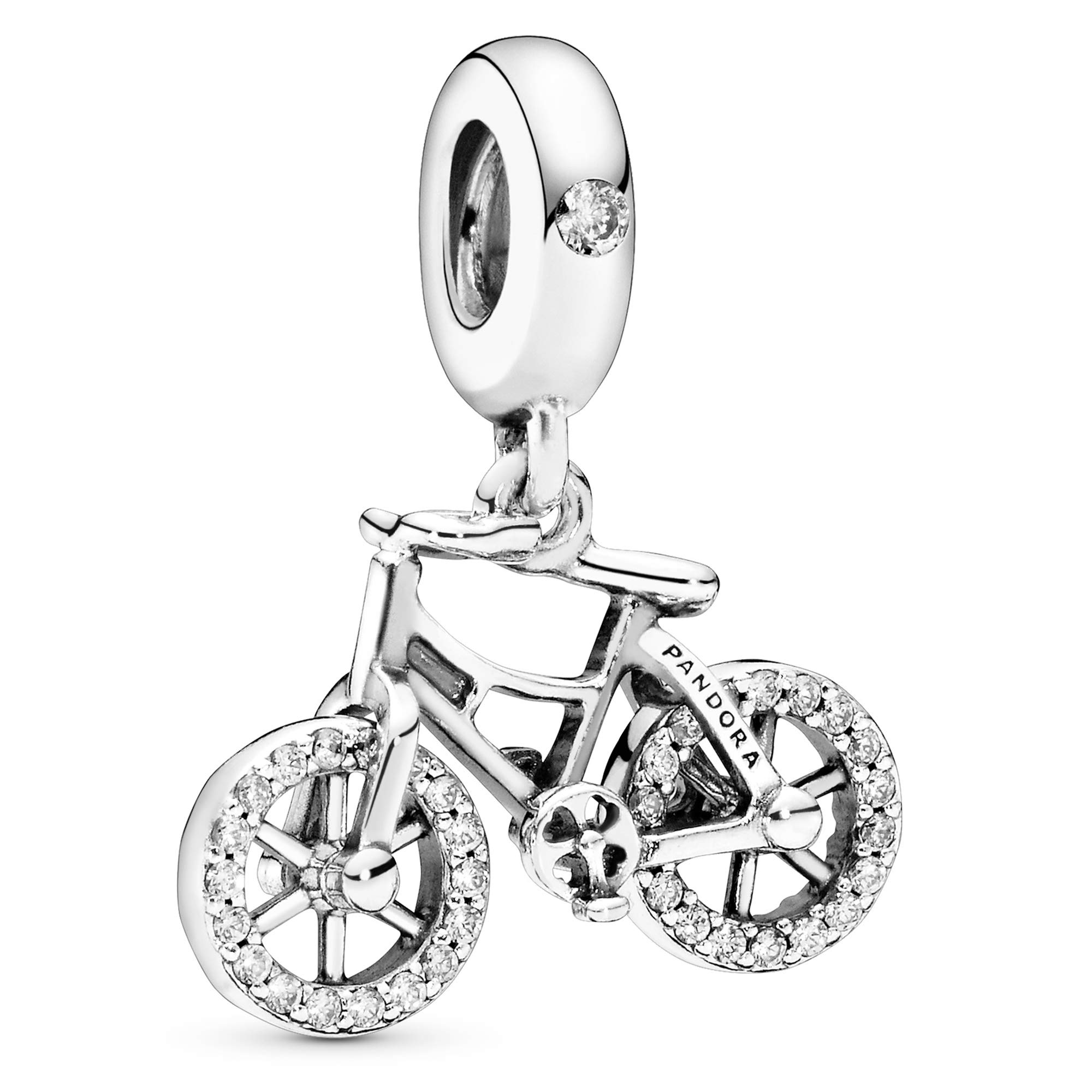 Pandora Jewelry Bicycle Dangle Cubic Zirconia Charm in Sterling Silver