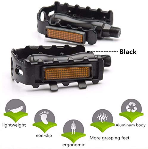 Mordely 9/16 Bike Pedals for Replacement Bicycles Accessory, Mountain Road Bicycles Platform Flat Pedal with Anti-Slip Spike, Fits BMX MTB Bike