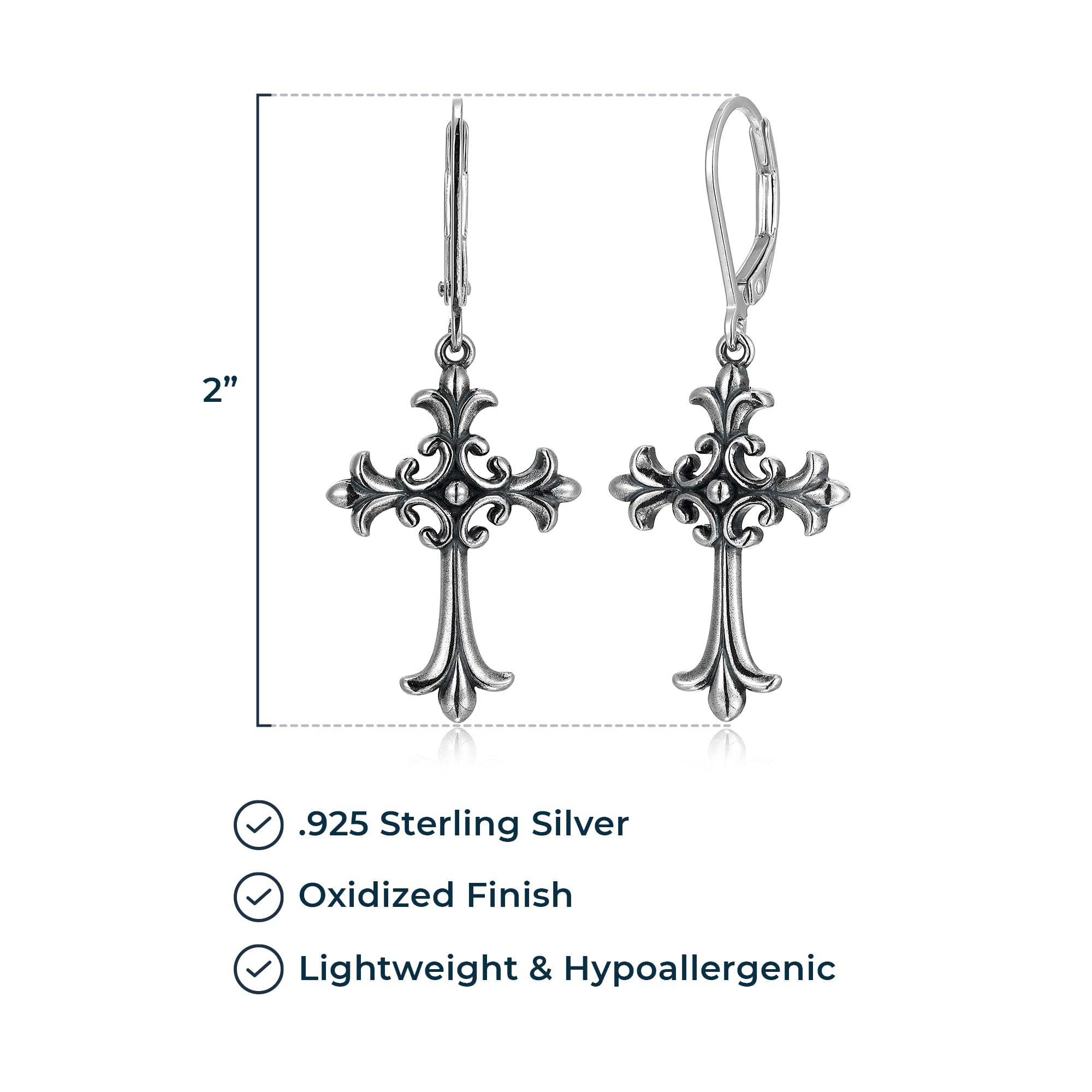 MORGAN & PAIGE Celtic Cross Celtic Knot Dangle Earrings for Women - 925 Sterling Silver Drop Earring Design, Lightweight and Hypoallergenic for Sensitive Ears with Secure Clasp
