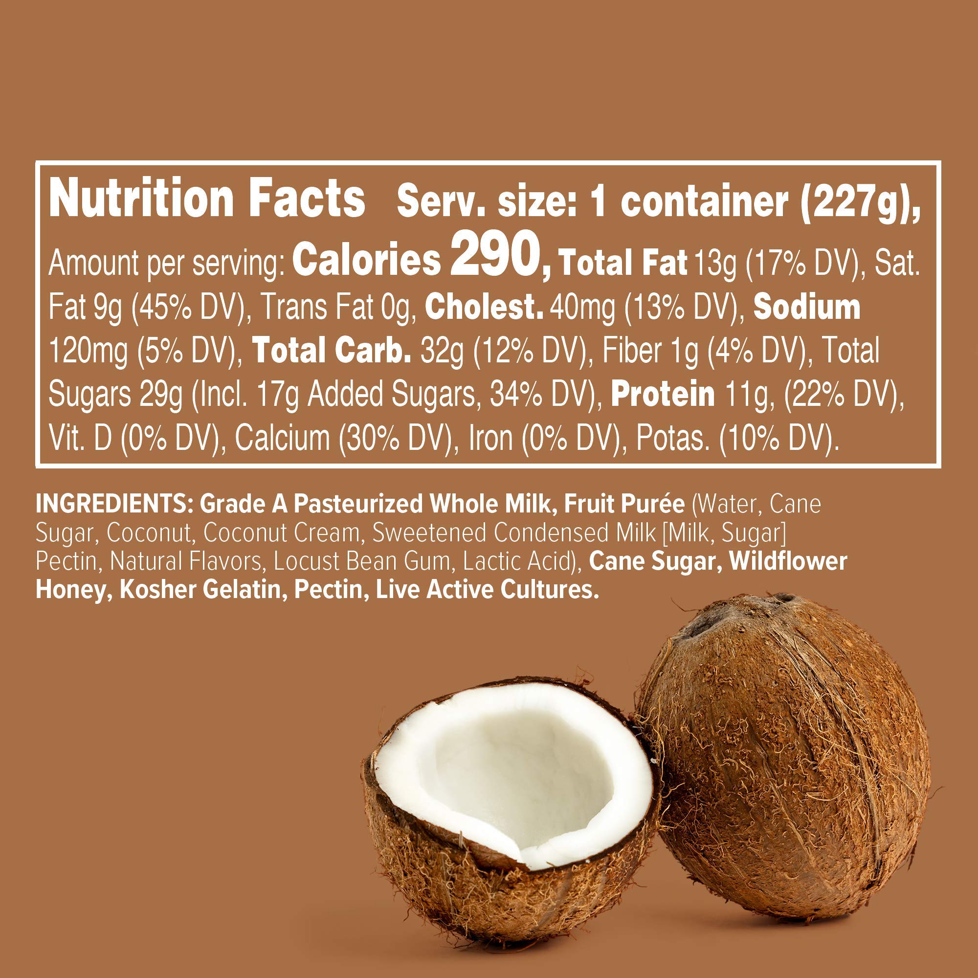 noosa Yoghurt, Coconut, 8 oz, Probiotic, Whole Milk Yogurt, Real Coconut, No Artificial Ingredients, Gluten Free