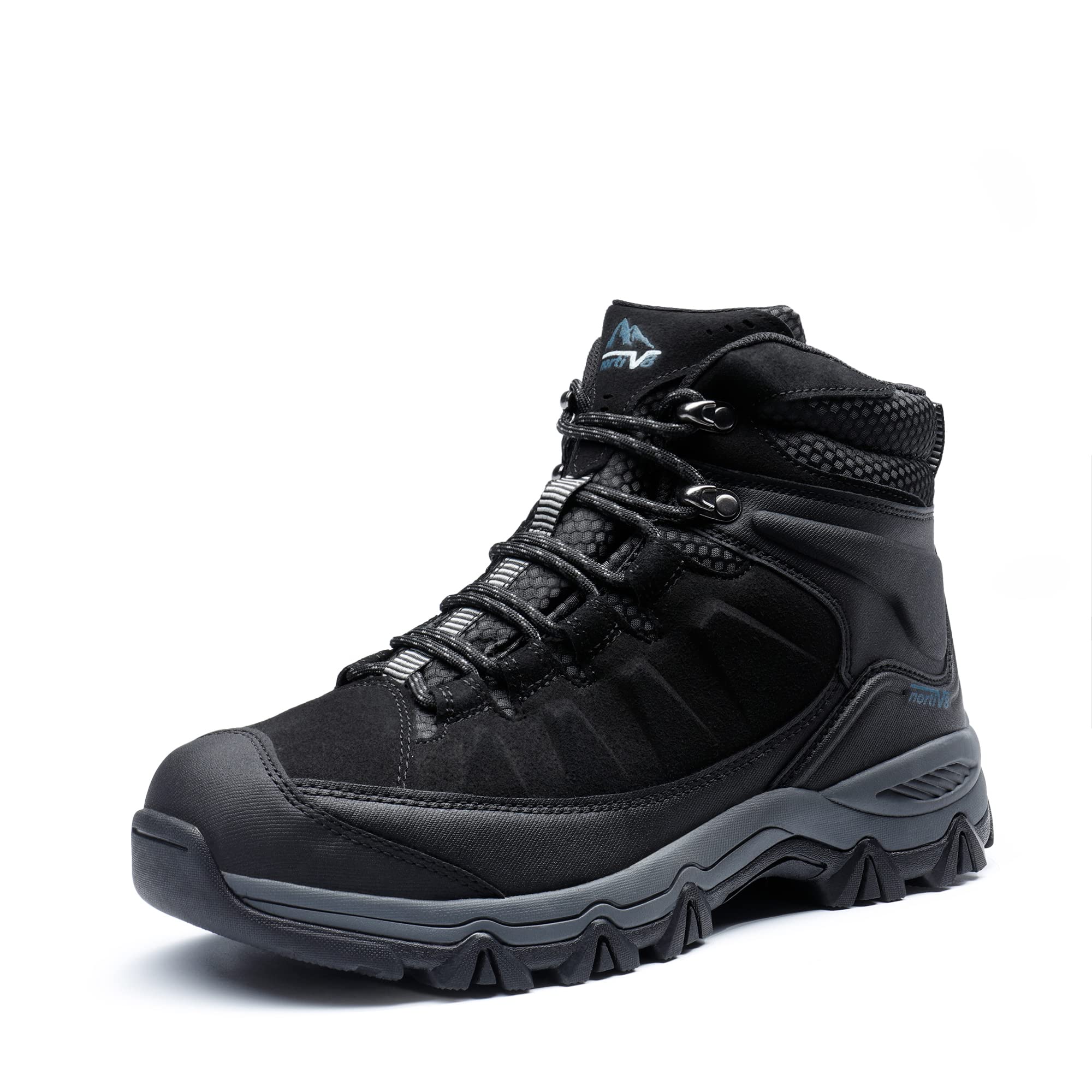 NORTIV 8 Men's Waterproof Winter Hiking Boots Outdoor Trekking Mid Backpacking Mountaineering Shoes,Size 7 Black SNHB2210M